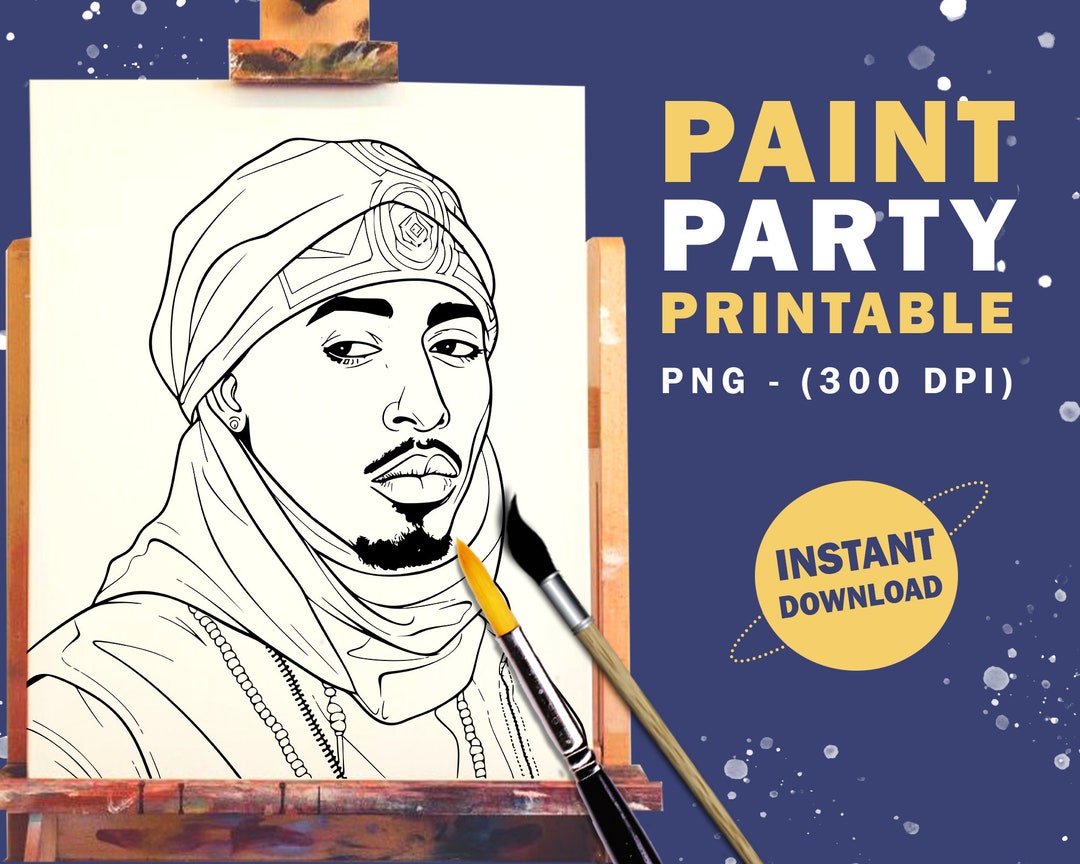 Hip Hop Paint & Sip Party Printable PNG Digital Download DIY Pre Drawn ...