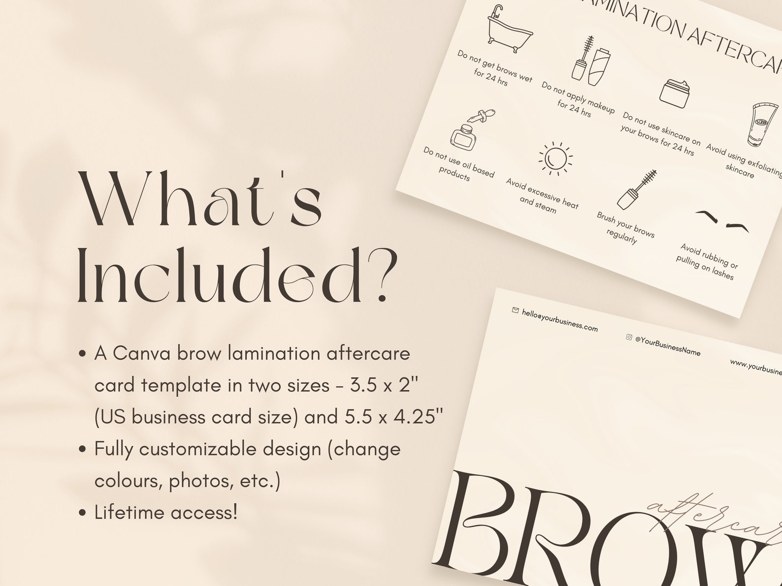 Brow Lamination | Aftercare Cards | Eye Brows | Branding Kit ...
