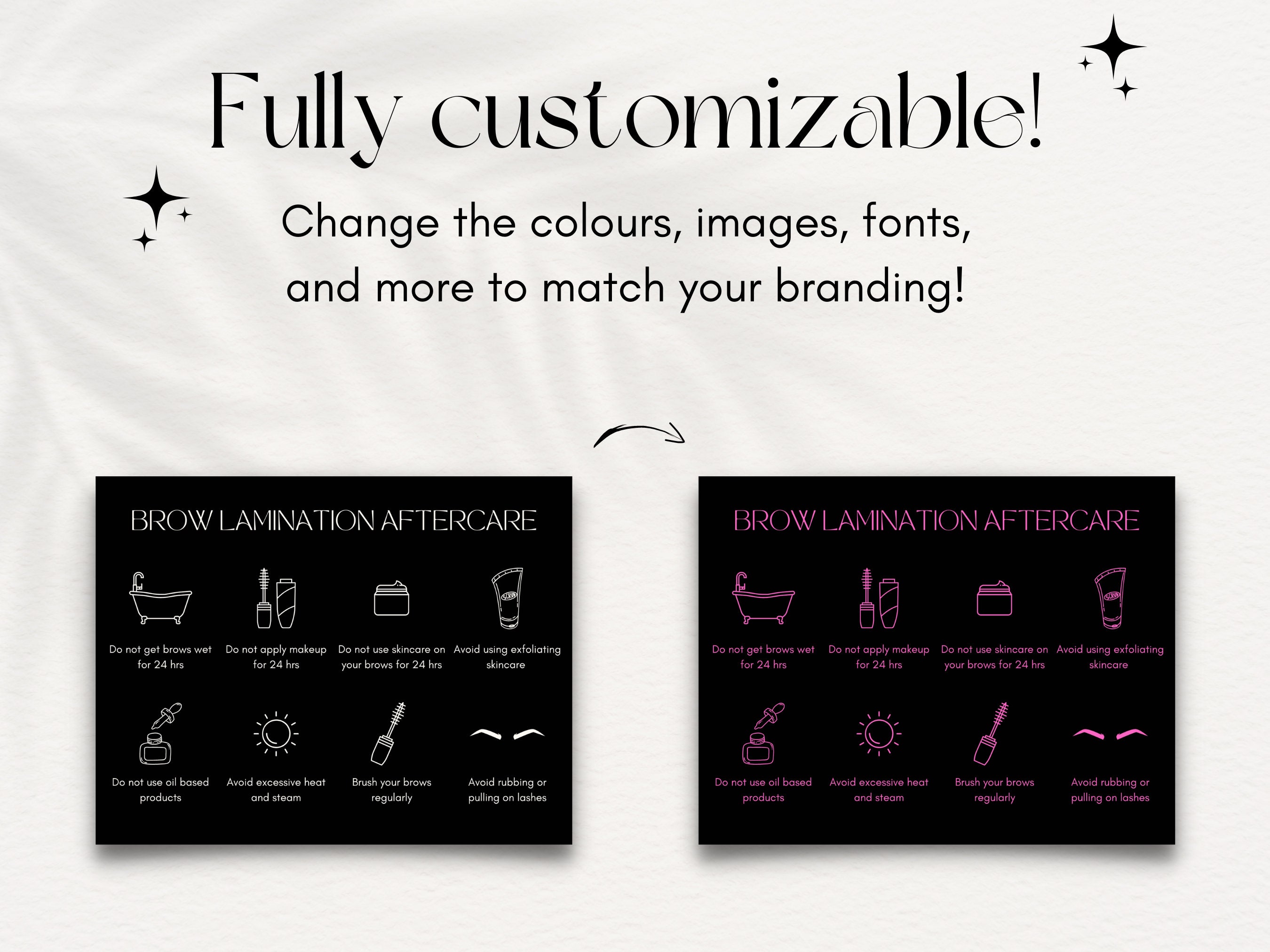 Brow Lamination | Aftercare Cards | Eye Brows | Branding Kit ...