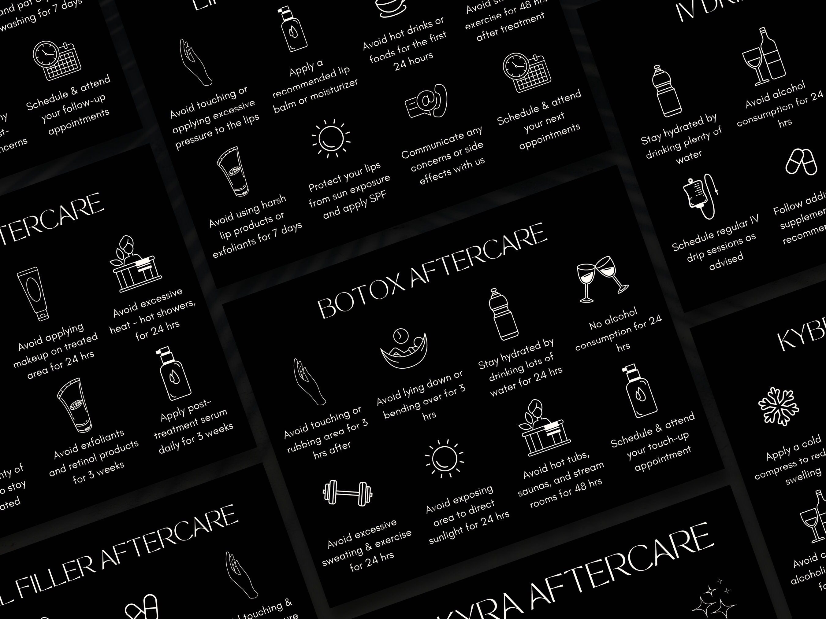 Canva Aftercare Cards Nurse Injector Esthetician Skincare Template Care ...