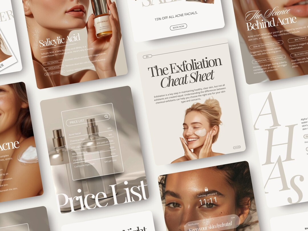 Acne Skincare Instagram Post and Story Templates | Esthetician & Medspa ...
