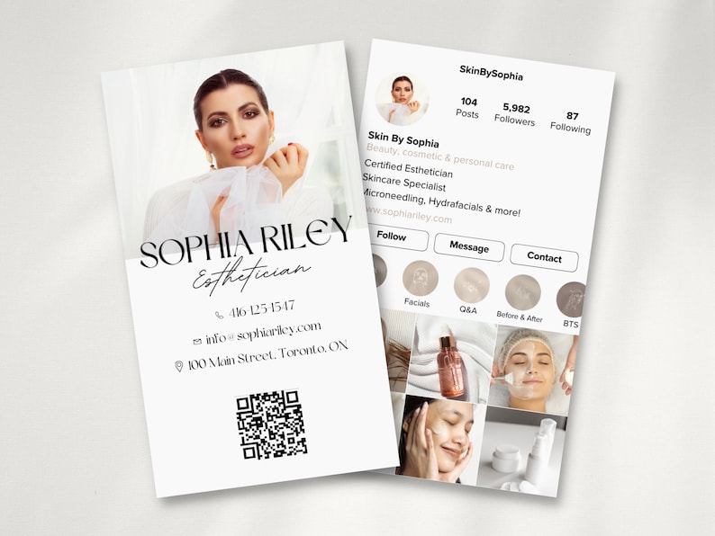 Premade Business Card Template | Esthetician Template | Thank You Cards ...