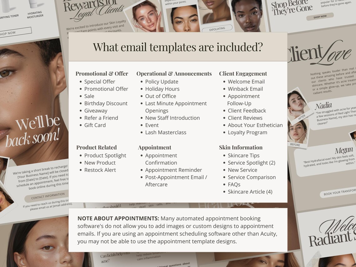 Esthetician | Skincare Template | Email Marketing | Acuity Scheduling ...
