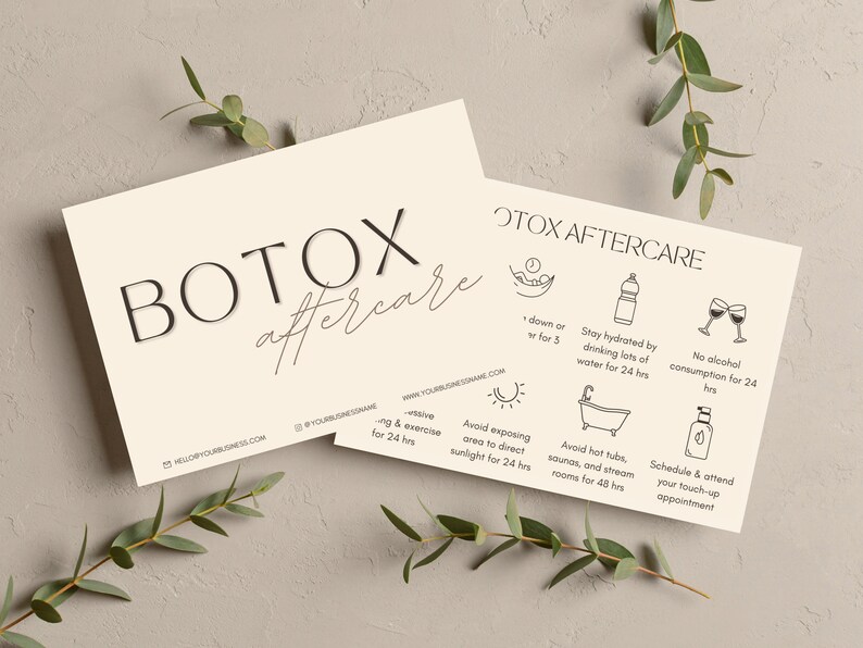 Botox Aftercare Cards Esthetician Template Skincare Template Care Card ...
