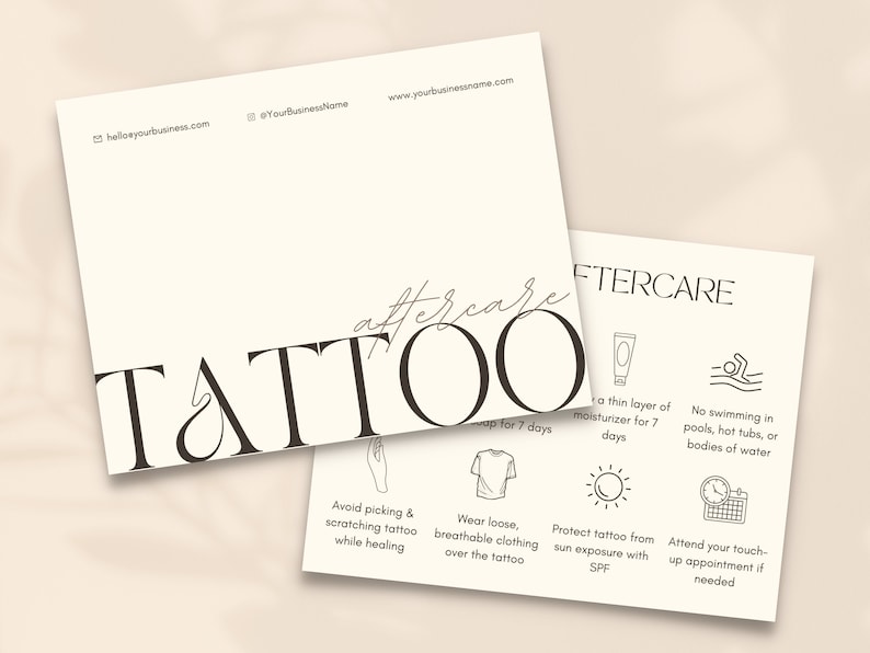 Tattoo Aftercare Tattoo Artist Care Instructions Aftercare Cards ...