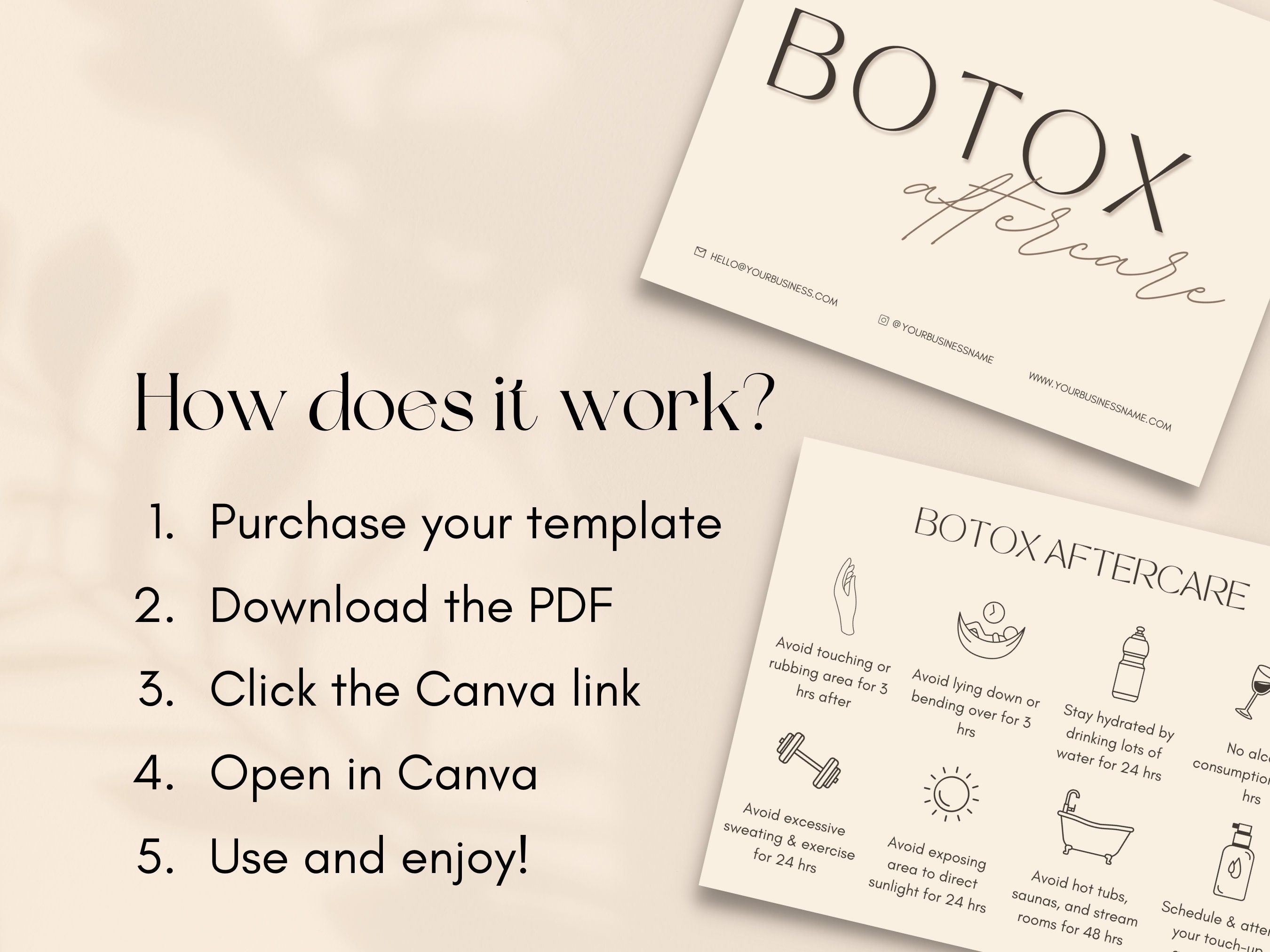 Botox Aftercare Cards Esthetician Template Skincare Template Care Card ...