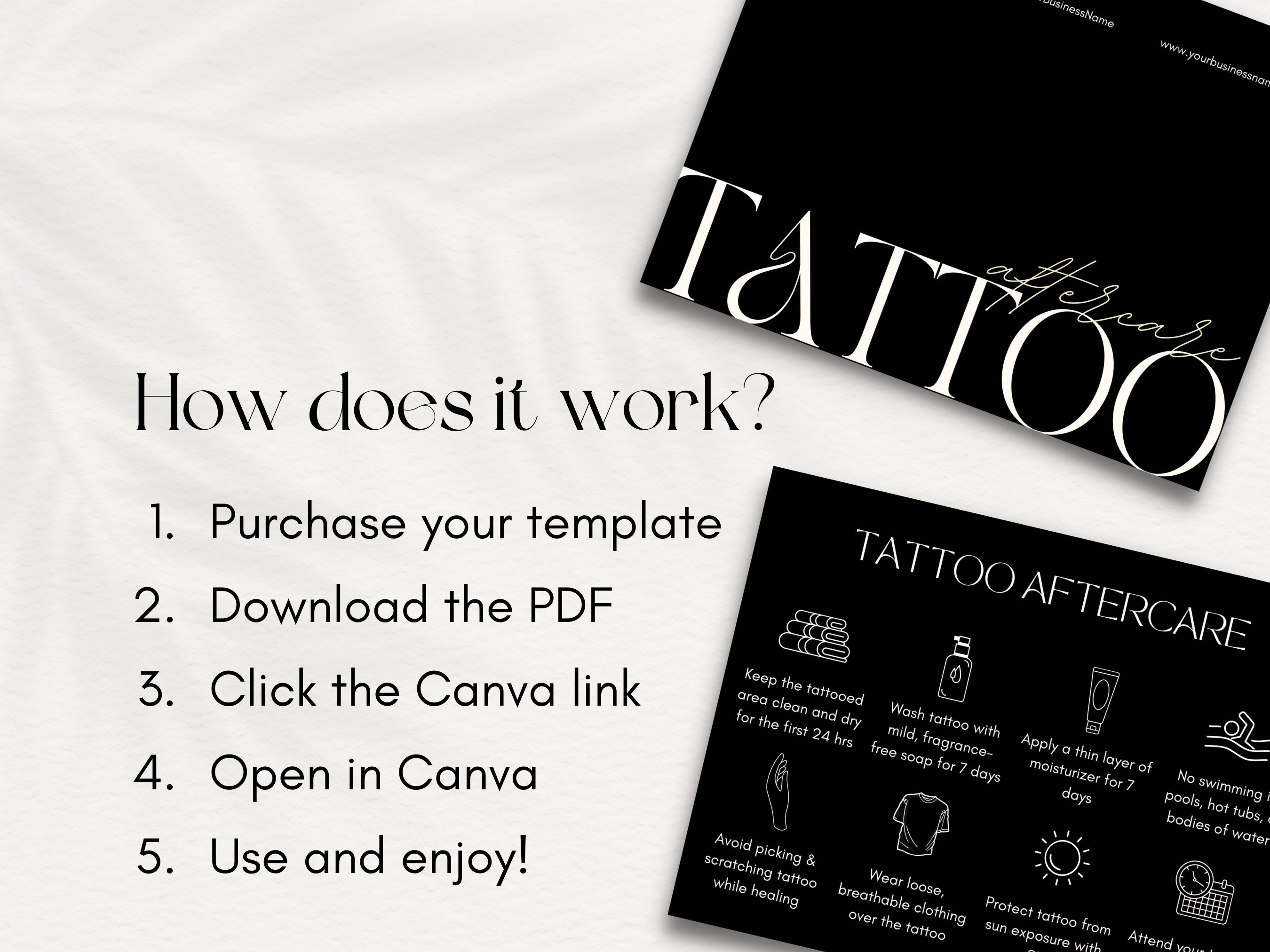 Tattoo Aftercare Tattoo Artist Care Instructions Aftercare Cards ...