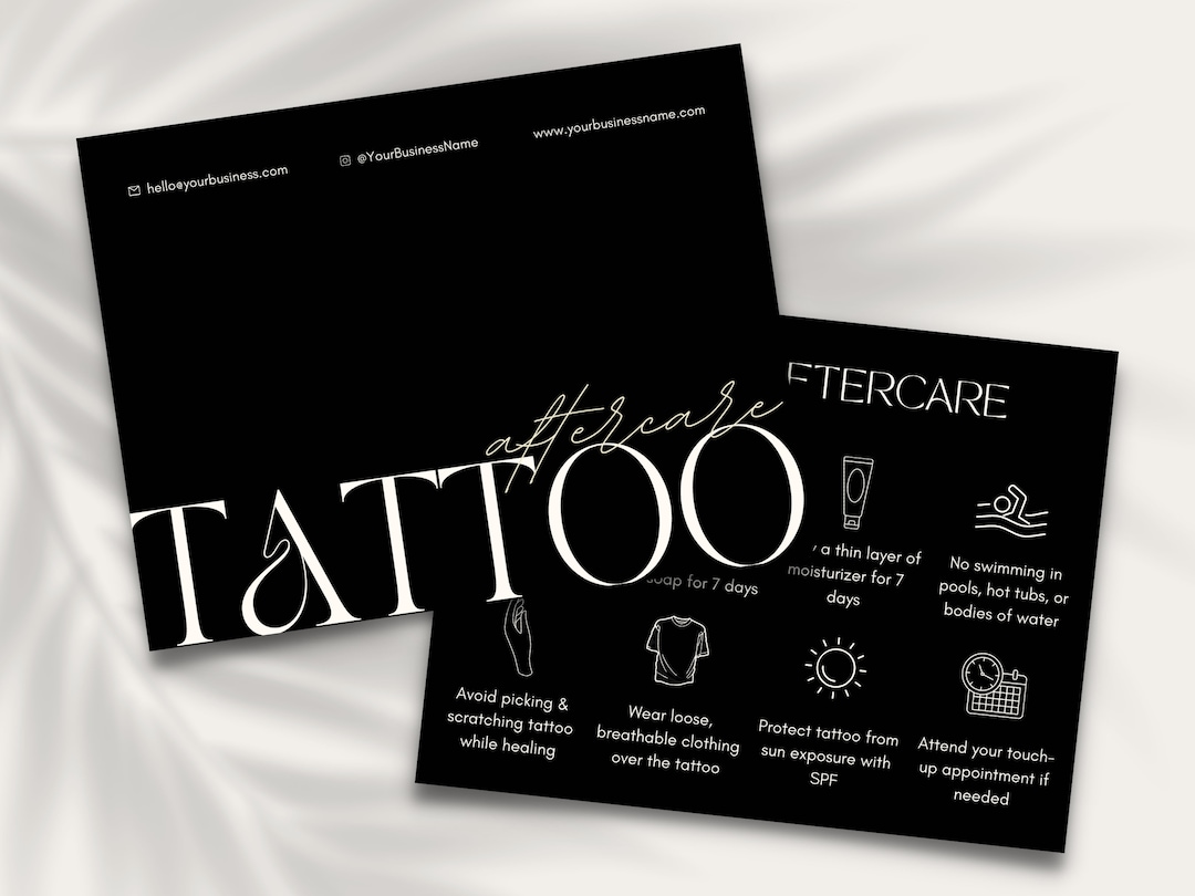 Tattoo Aftercare | Tattoo Artist | Care Instructions | Aftercare Cards ...