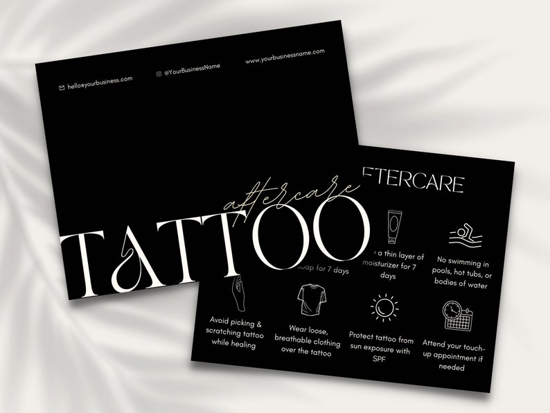 Tattoo Aftercare | Tattoo Artist | Care Instructions | Aftercare Cards ...