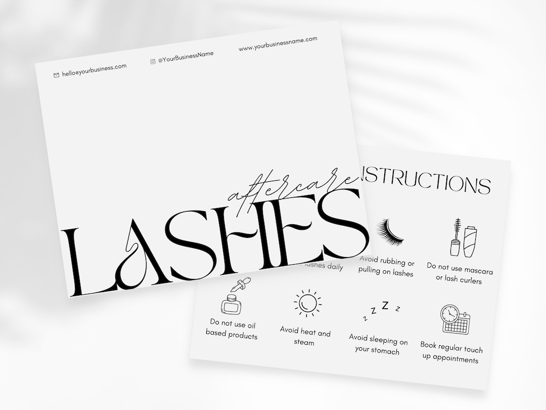 Lash Aftercare Cards | Eyelash Extension | Lash Tech | Esthetician ...