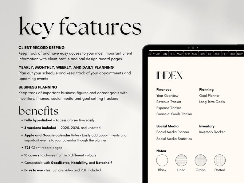 Makeup Artist Planner | Makeup Face Chart | Appointment Planner ...