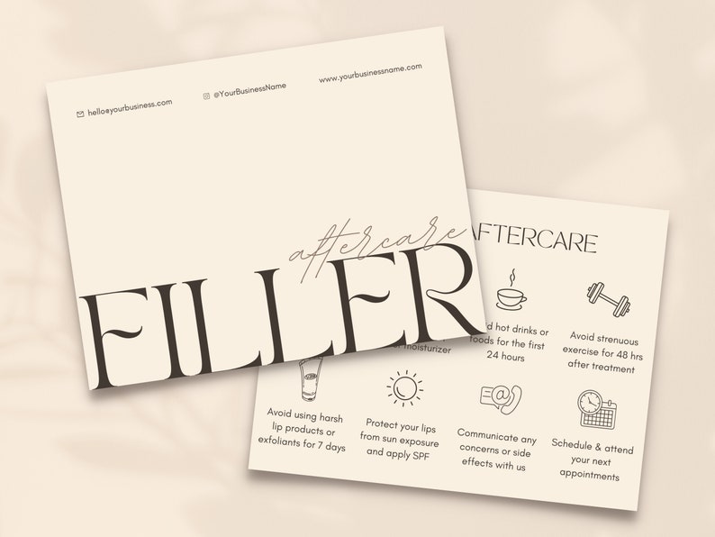 Dermal Filler Aftercare Cards | Lip Filler | Esthetician Template ...