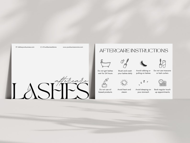 Lash Aftercare Cards | Eyelash Extension | Lash Tech | Esthetician ...
