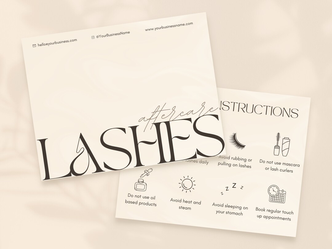Lash Aftercare Cards | Eyelash Extension | Lash Tech | Esthetician ...
