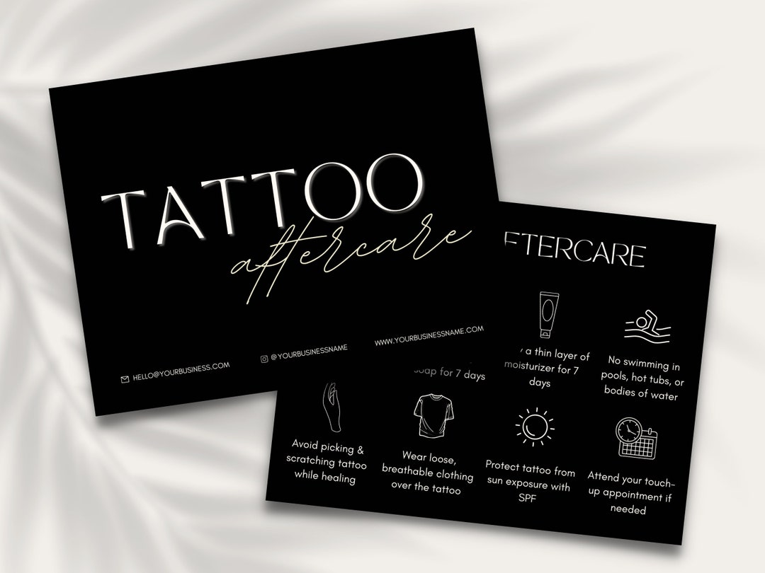 Tattoo Aftercare | Tattoo Artist | Care Instructions | Aftercare Cards ...