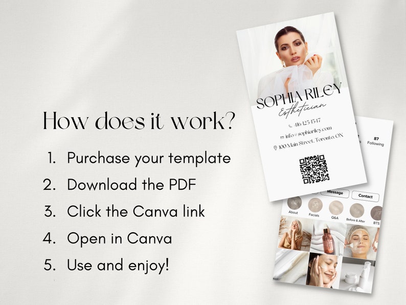 Premade Business Card Template | Esthetician Template | Thank You Cards ...