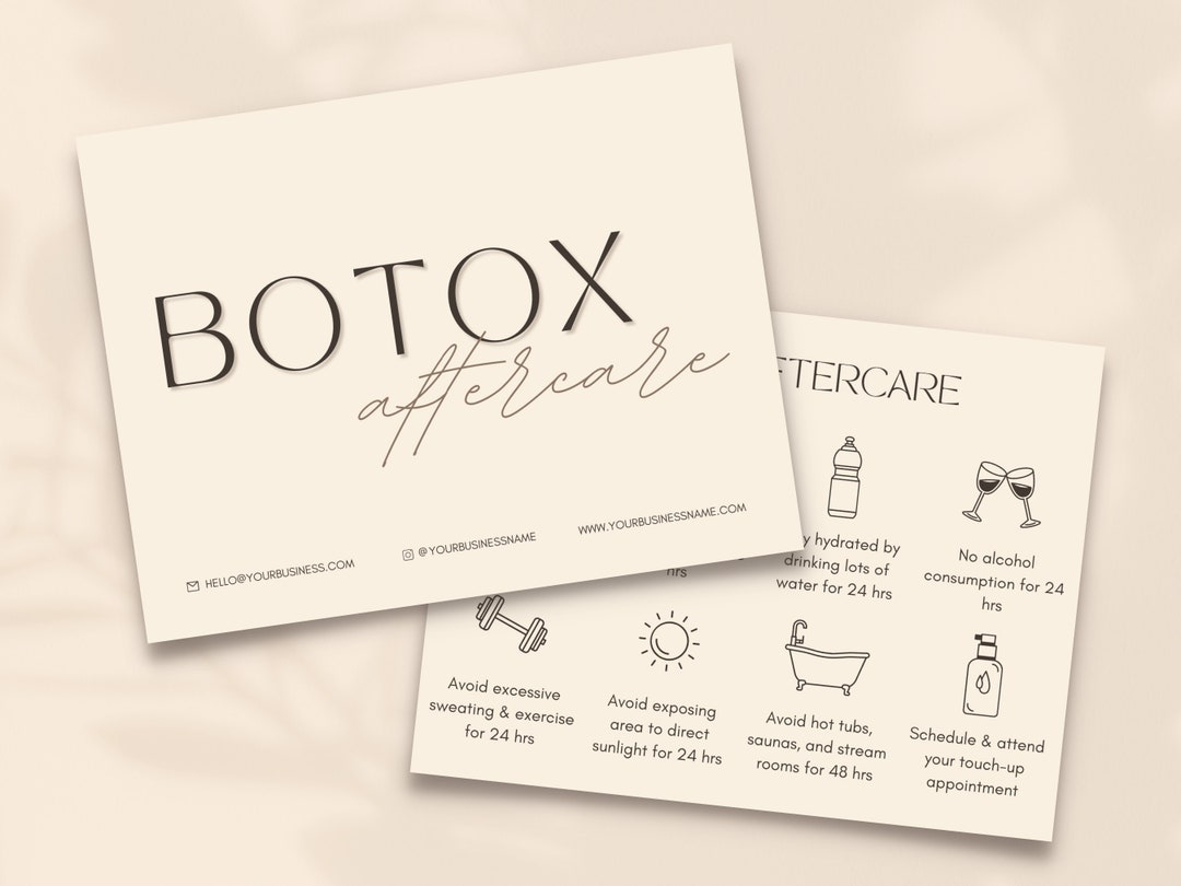 Botox Aftercare Cards Esthetician Template Skincare Template Care Card ...