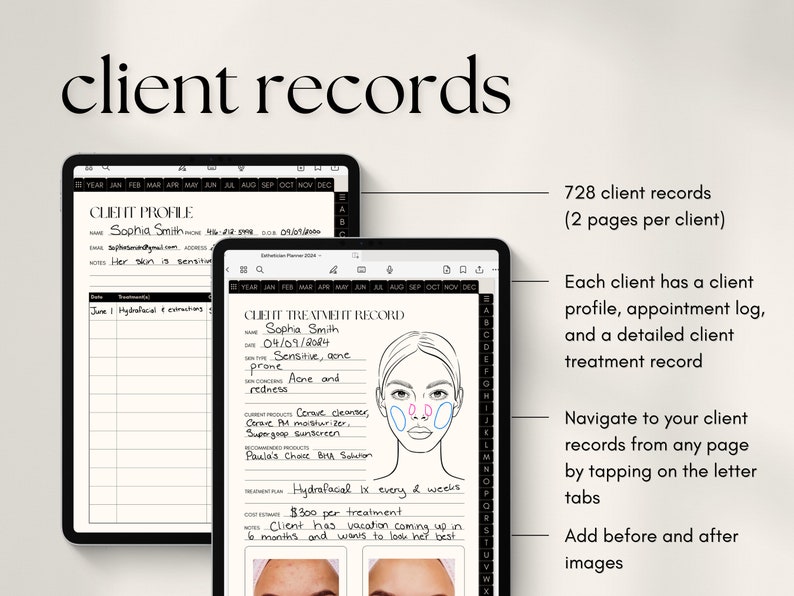 Esthetician Planner Client Record Book Client Tracker Treatment Planner ...