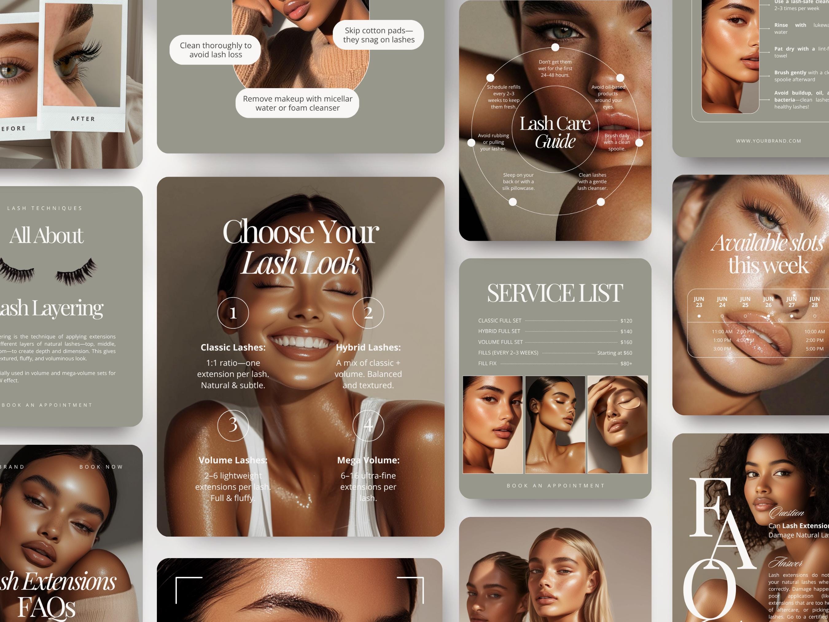 Lash Extensions Instagram Post and Story Templates | Lash Tech Artist ...