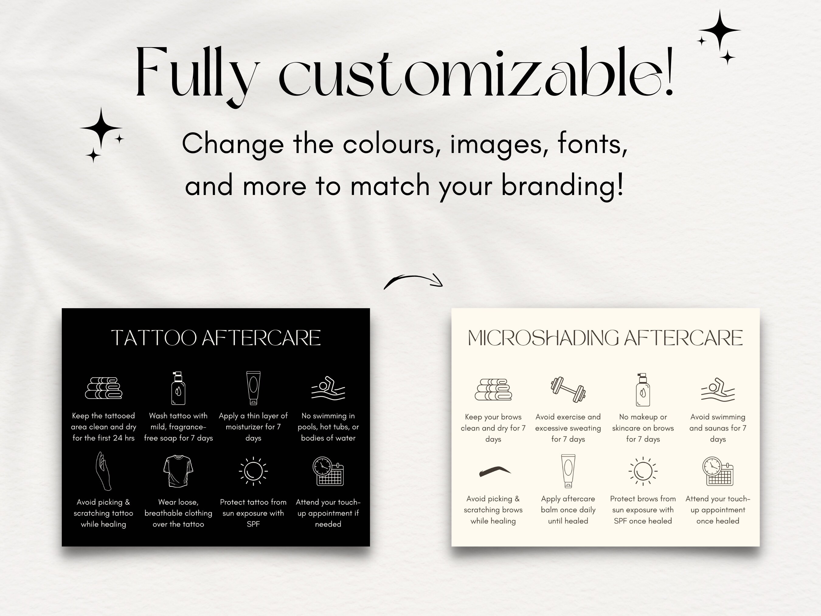 Tattoo Aftercare Tattoo Artist Care Instructions Aftercare Cards ...