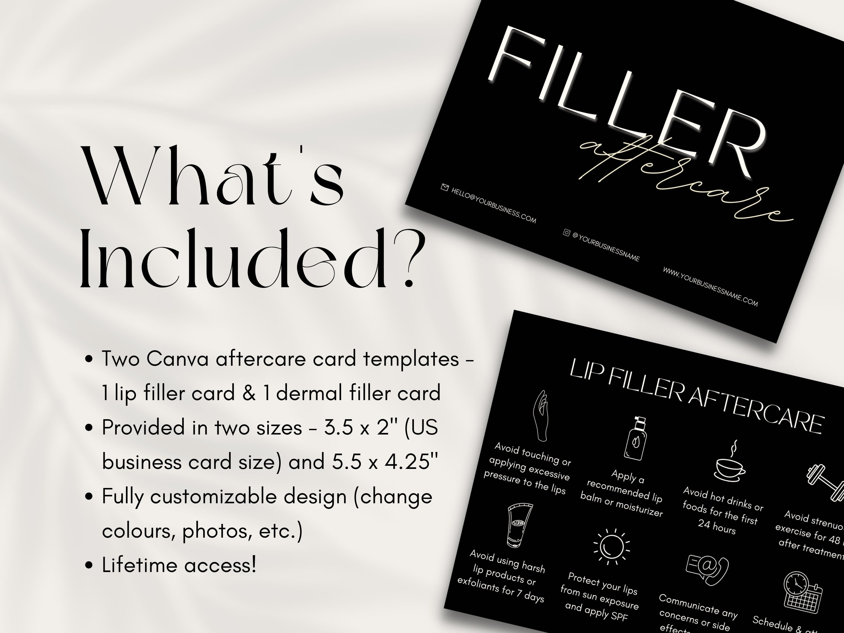 Dermal Filler Aftercare Cards Lip Filler Esthetician Template Skincare ...