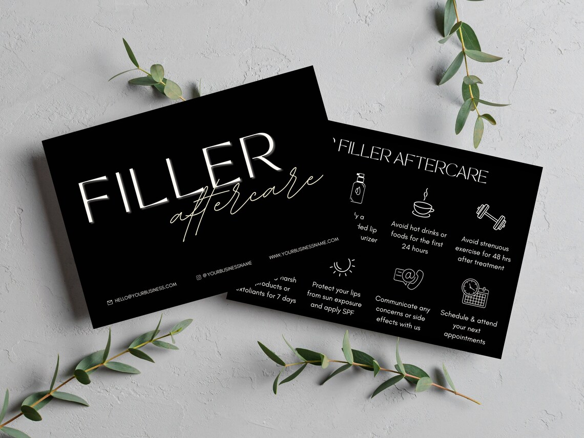 Dermal Filler Aftercare Cards | Lip Filler | Esthetician Template ...