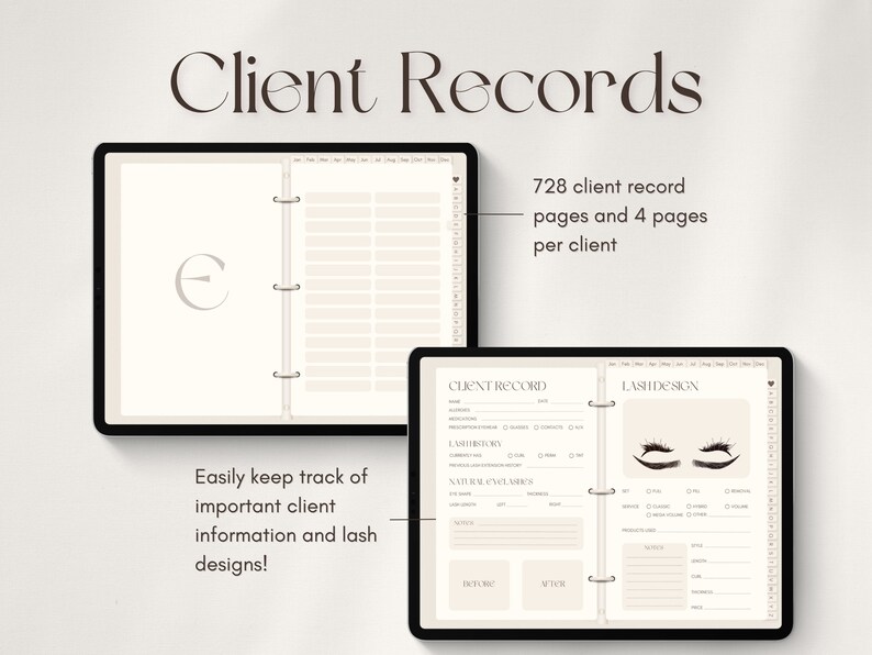 Lash Tech Client Record Book Appointment Calendar Business Planner ...