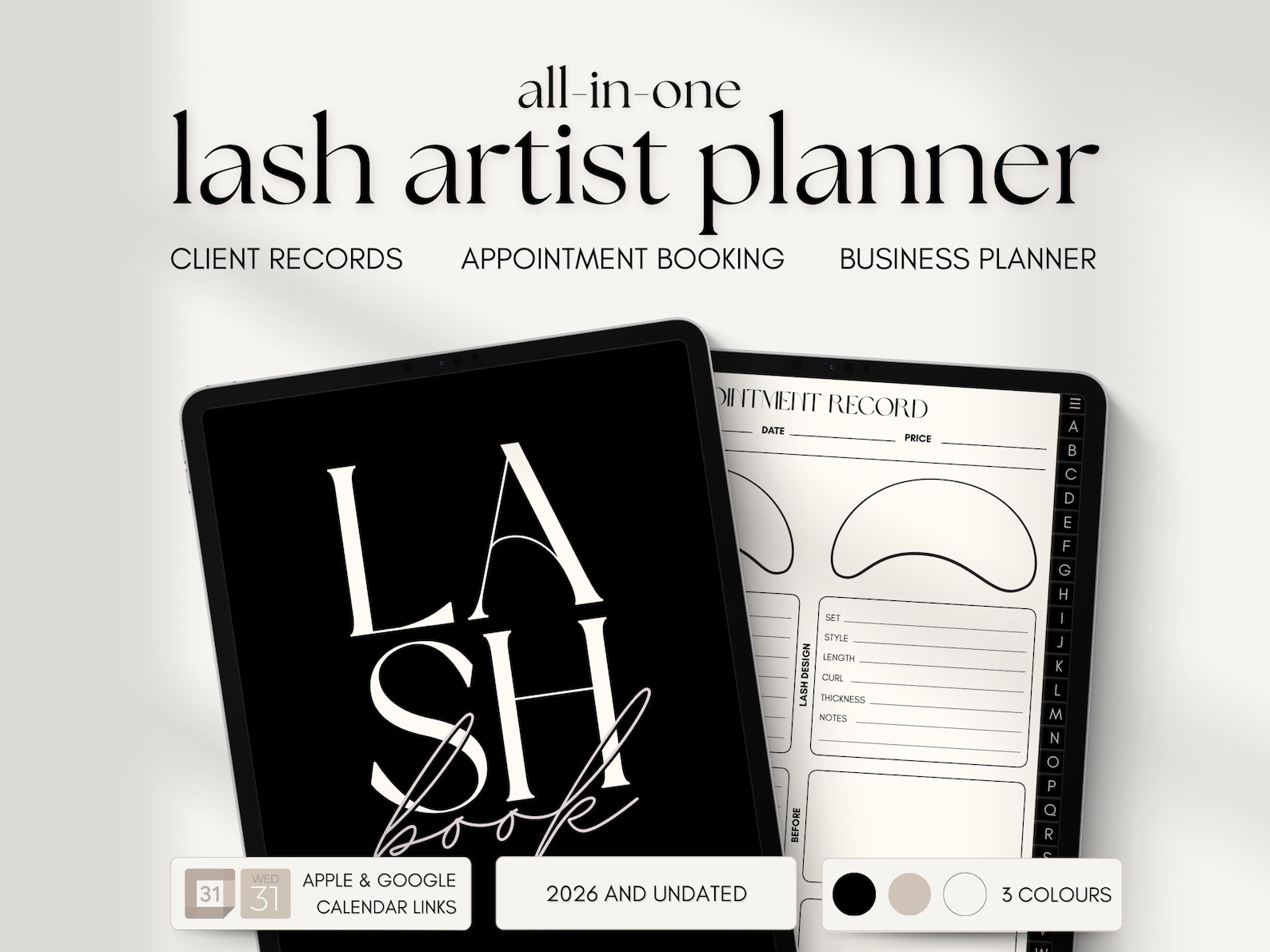 Lash Tech | Client Record Book | Appointment Calendar | Business ...