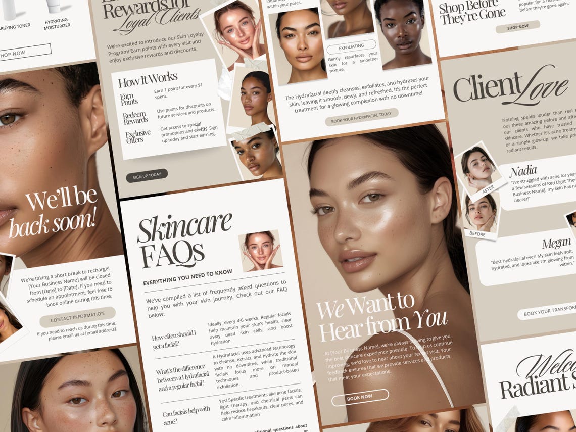 Esthetician | Skincare Template | Email Marketing | Acuity Scheduling ...
