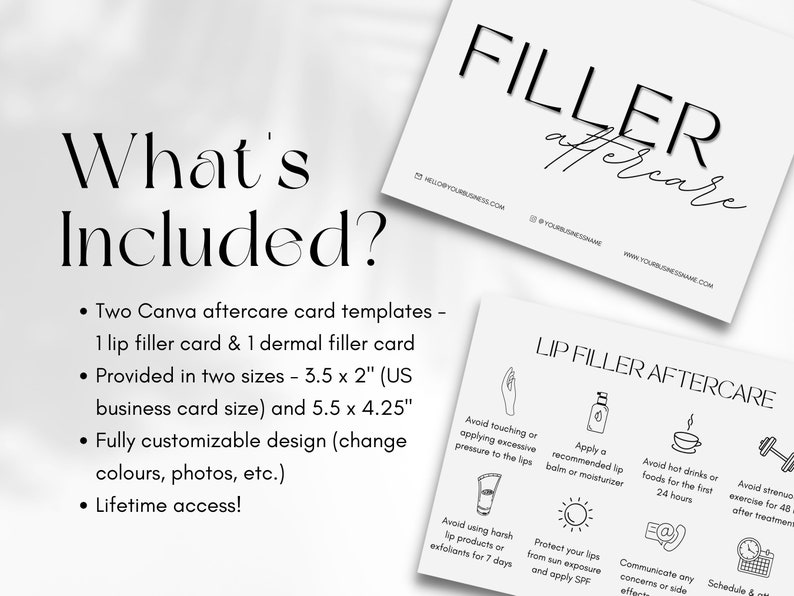 Dermal Filler Aftercare Cards Lip Filler Esthetician Template Skincare ...
