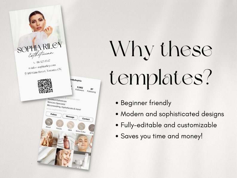 Premade Business Card Template | Esthetician Template | Thank You Cards ...