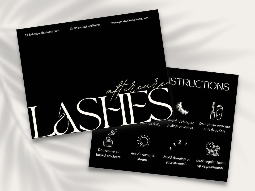 Lash Aftercare Cards | Eyelash Extension | Lash Tech | Esthetician ...