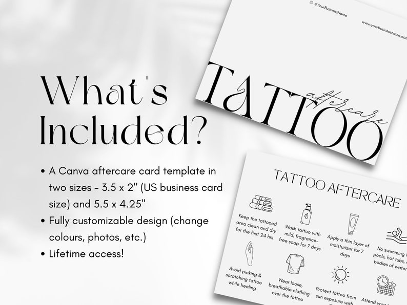 Tattoo Aftercare | Tattoo Artist | Care Instructions | Aftercare Cards ...