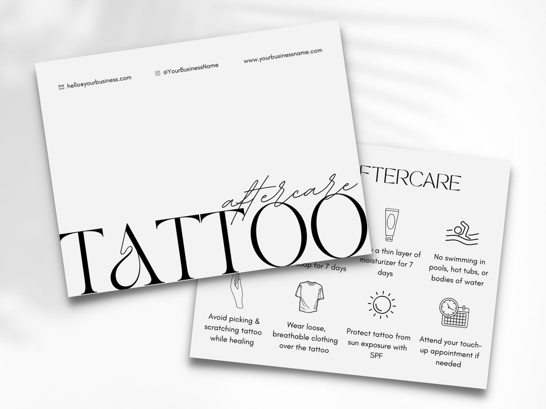 Tattoo Aftercare | Tattoo Artist | Care Instructions | Aftercare Cards ...