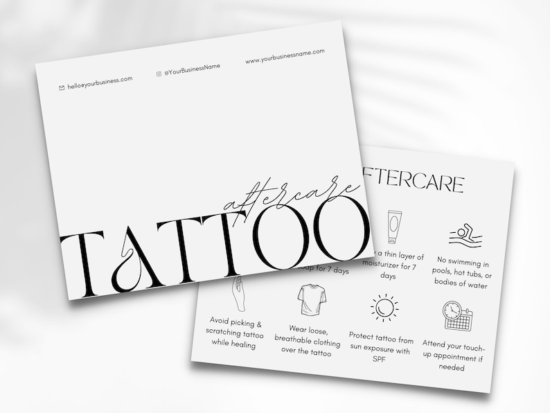 Tattoo Aftercare | Tattoo Artist | Care Instructions | Aftercare Cards ...