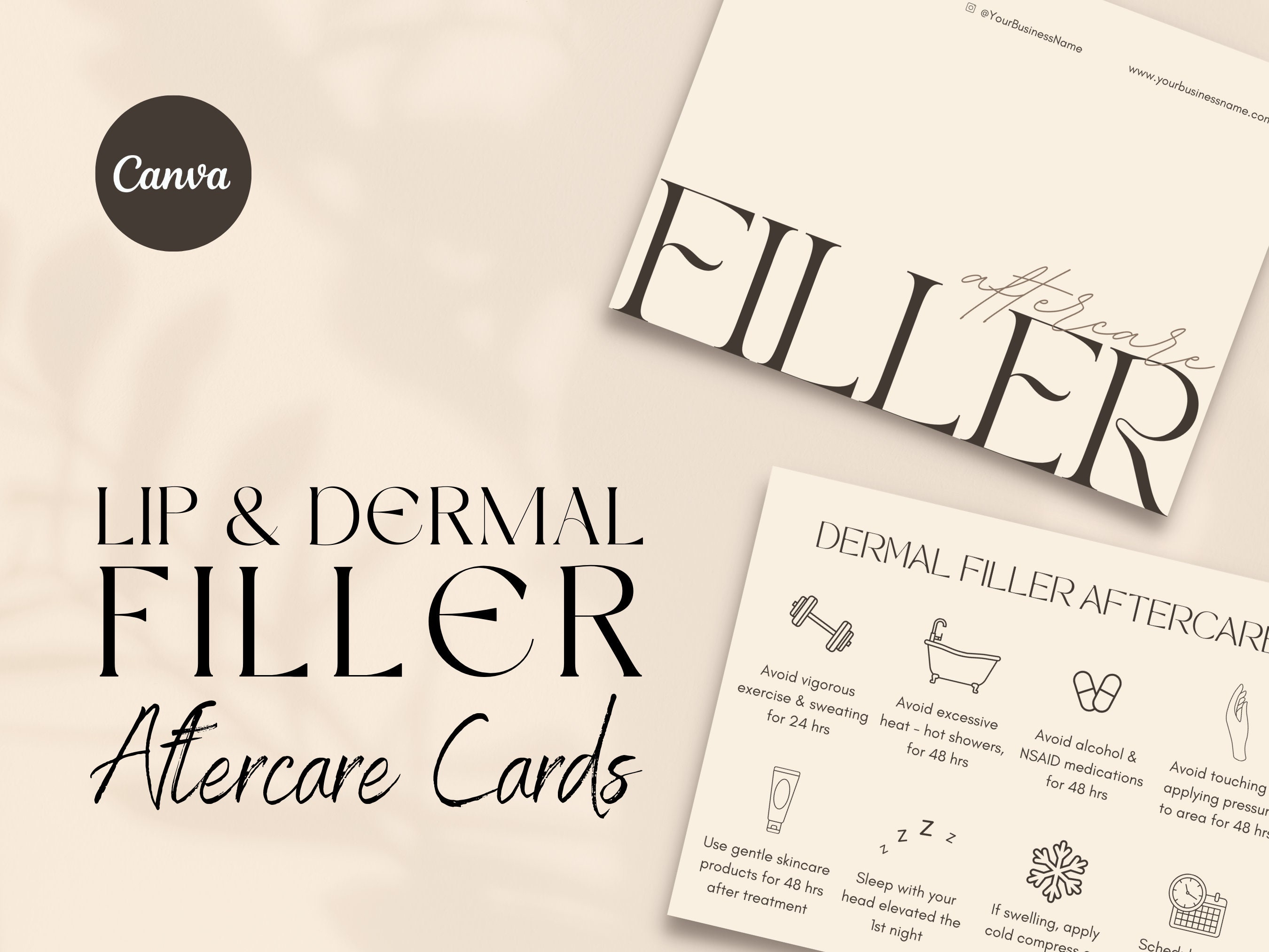 Dermal Filler Aftercare Cards Lip Filler Esthetician Template Skincare ...