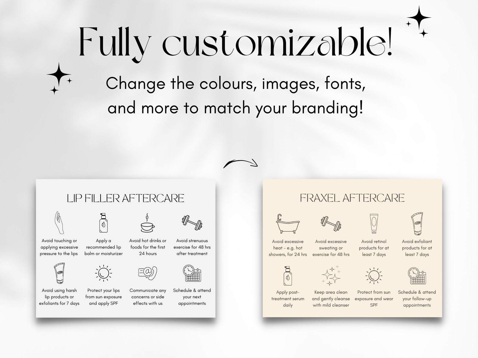 Dermal Filler Aftercare Cards Lip Filler Esthetician Template Skincare ...