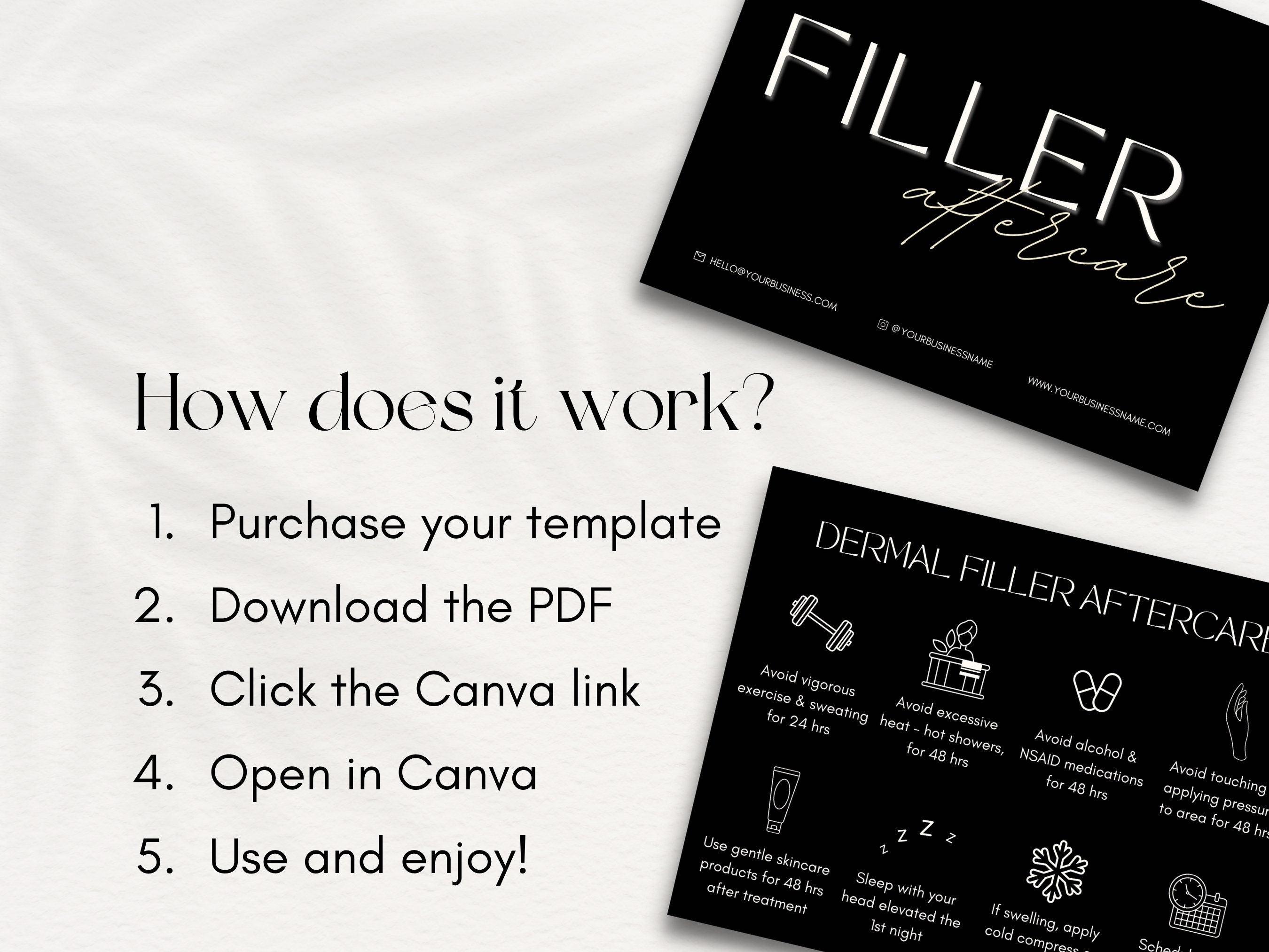 Dermal Filler Aftercare Cards Lip Filler Esthetician Template Skincare ...