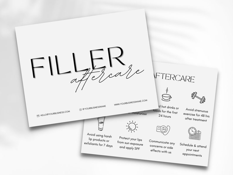 Dermal Filler Aftercare Cards | Lip Filler | Esthetician Template ...