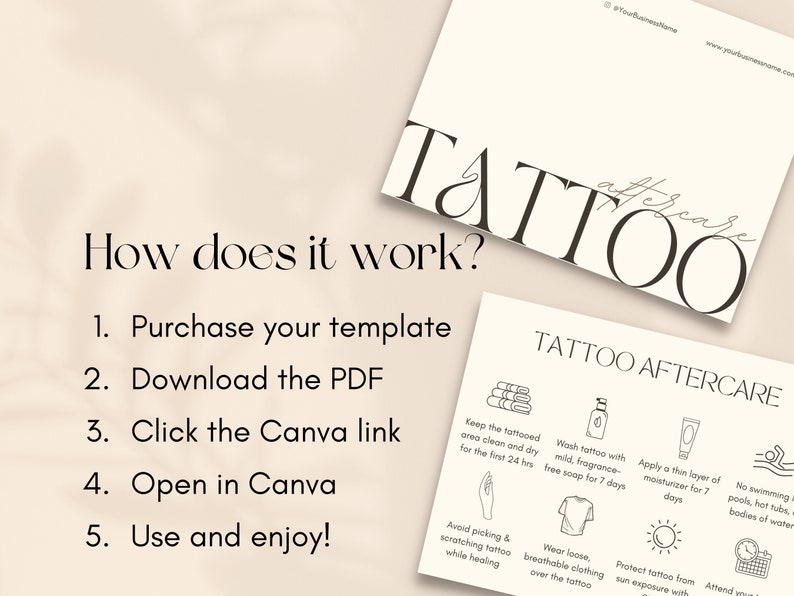 Tattoo Aftercare Tattoo Artist Care Instructions Aftercare Cards ...