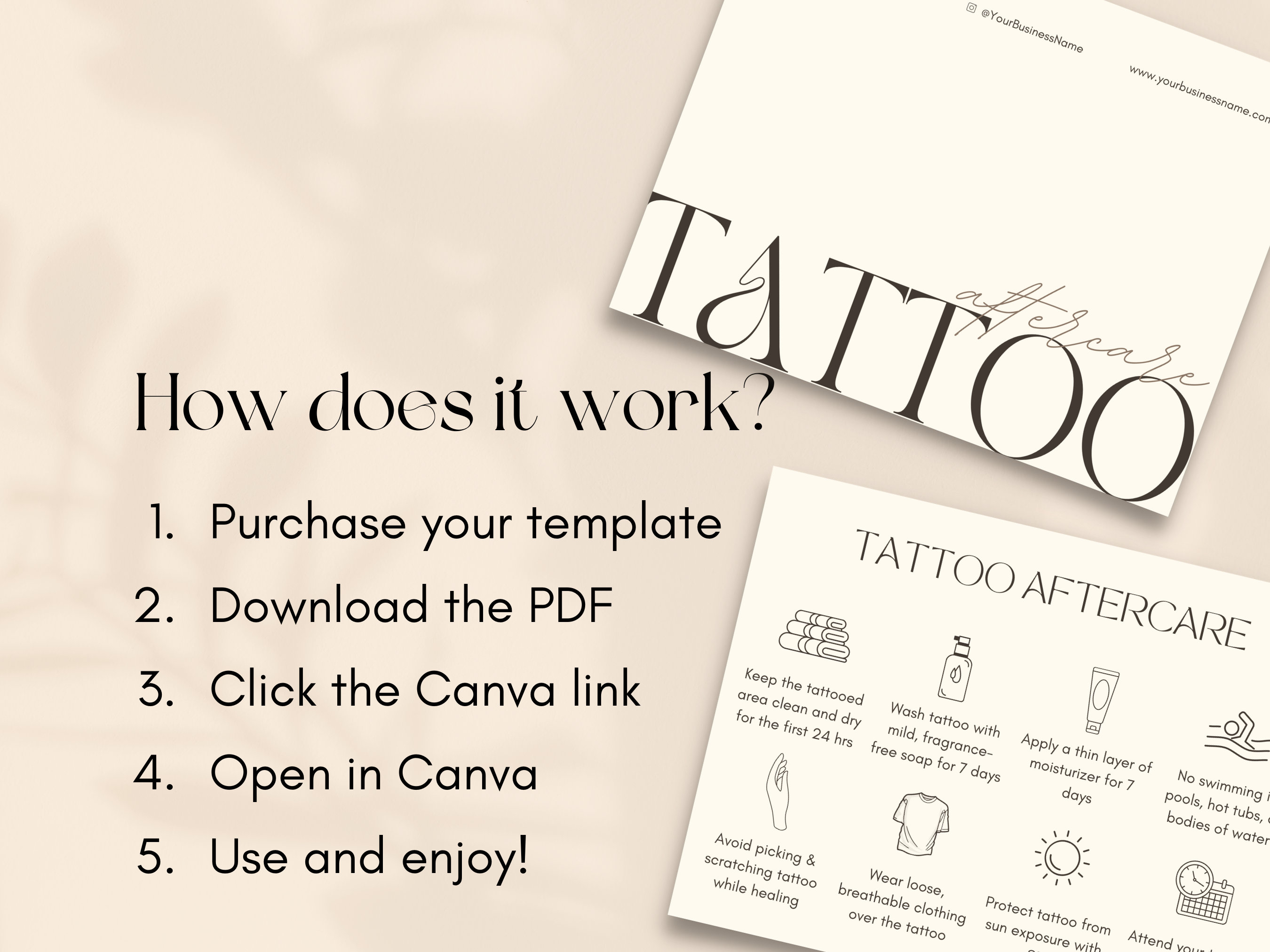 Tattoo Aftercare Tattoo Artist Care Instructions Aftercare Cards ...