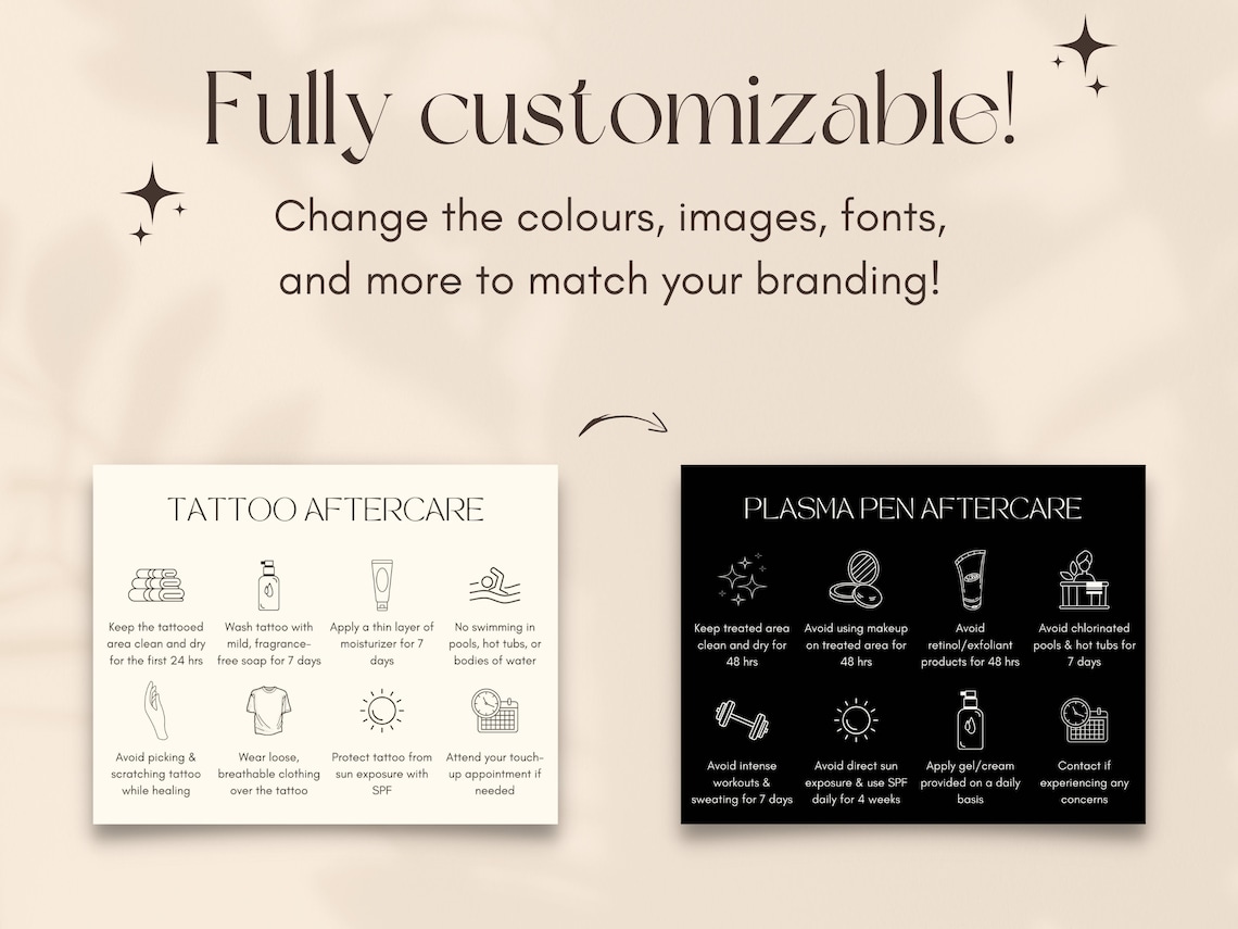 Tattoo Aftercare Tattoo Artist Care Instructions Aftercare Cards ...