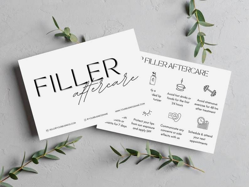 Dermal Filler Aftercare Cards Lip Filler Esthetician Template Skincare ...
