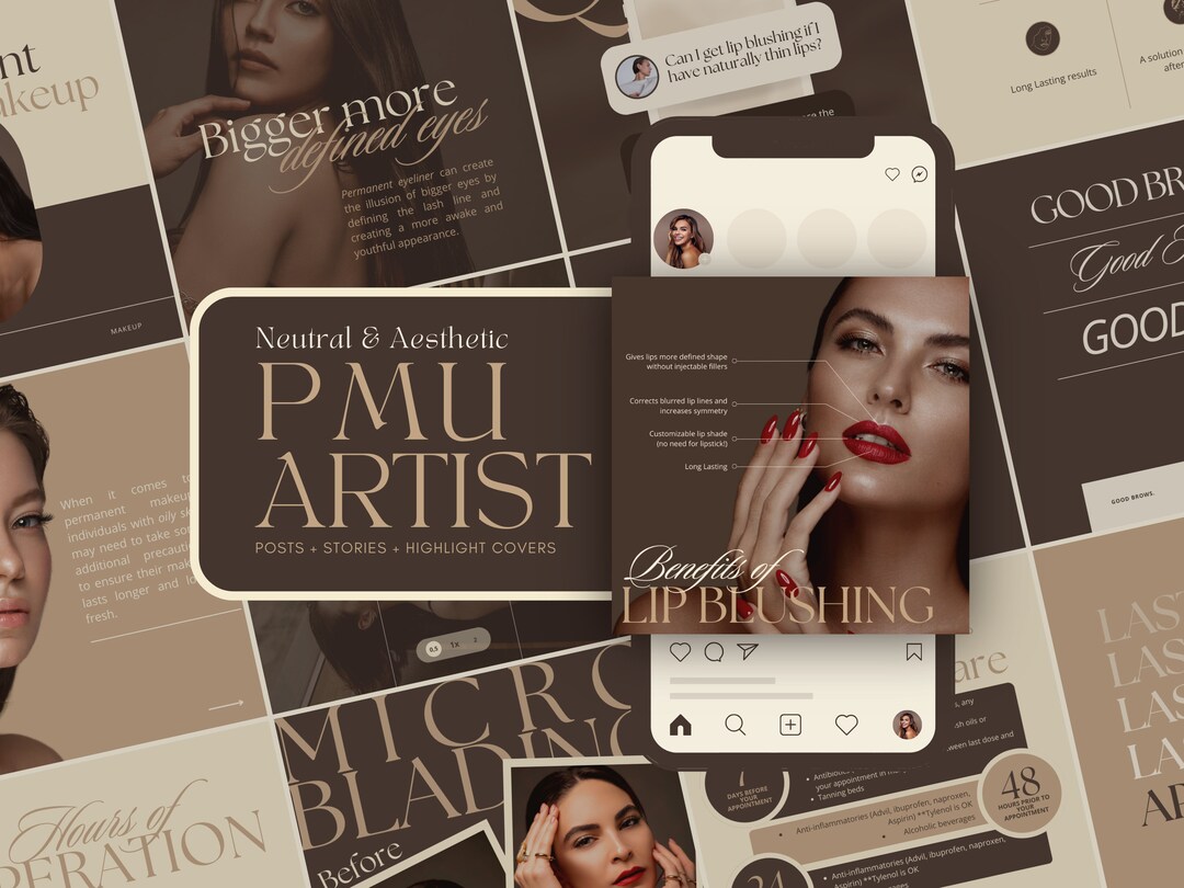 Permanent Makeup Artist PMU Bundle Branding Kit Instagram Stories Social Media Bundle Instagram ...
