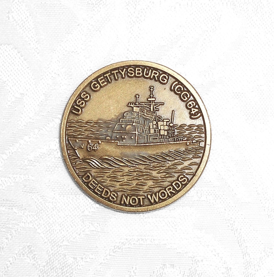 USS Gettysburg CG64 Deeds Not Words Naval Challenge Coin - Etsy