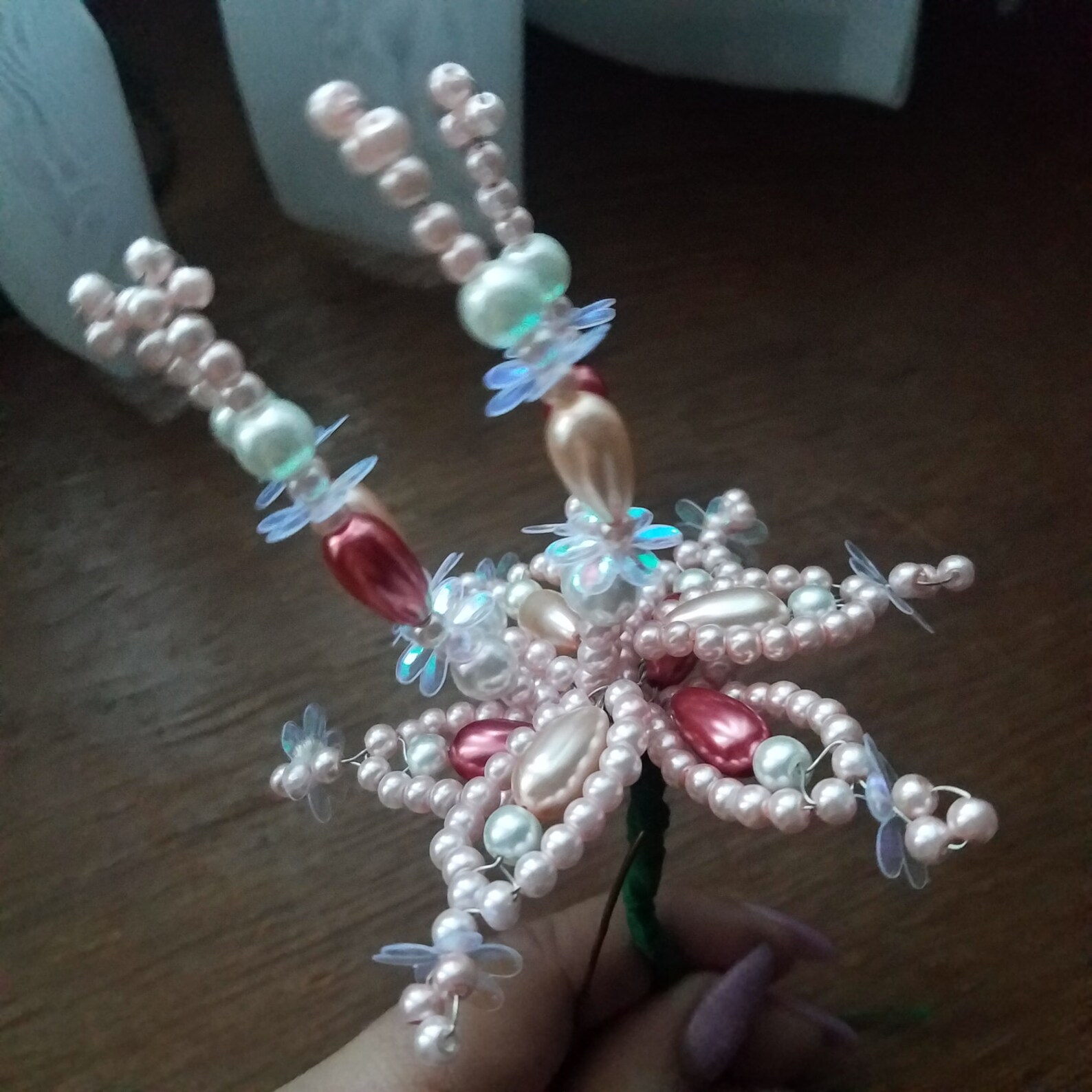 Temblque de flores rosas - Etsy España