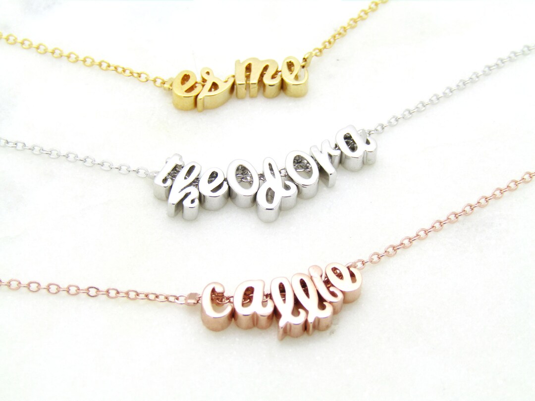 Custom Name Necklace, Silver Rose Gold or 16k Gold Plated Cursive ...