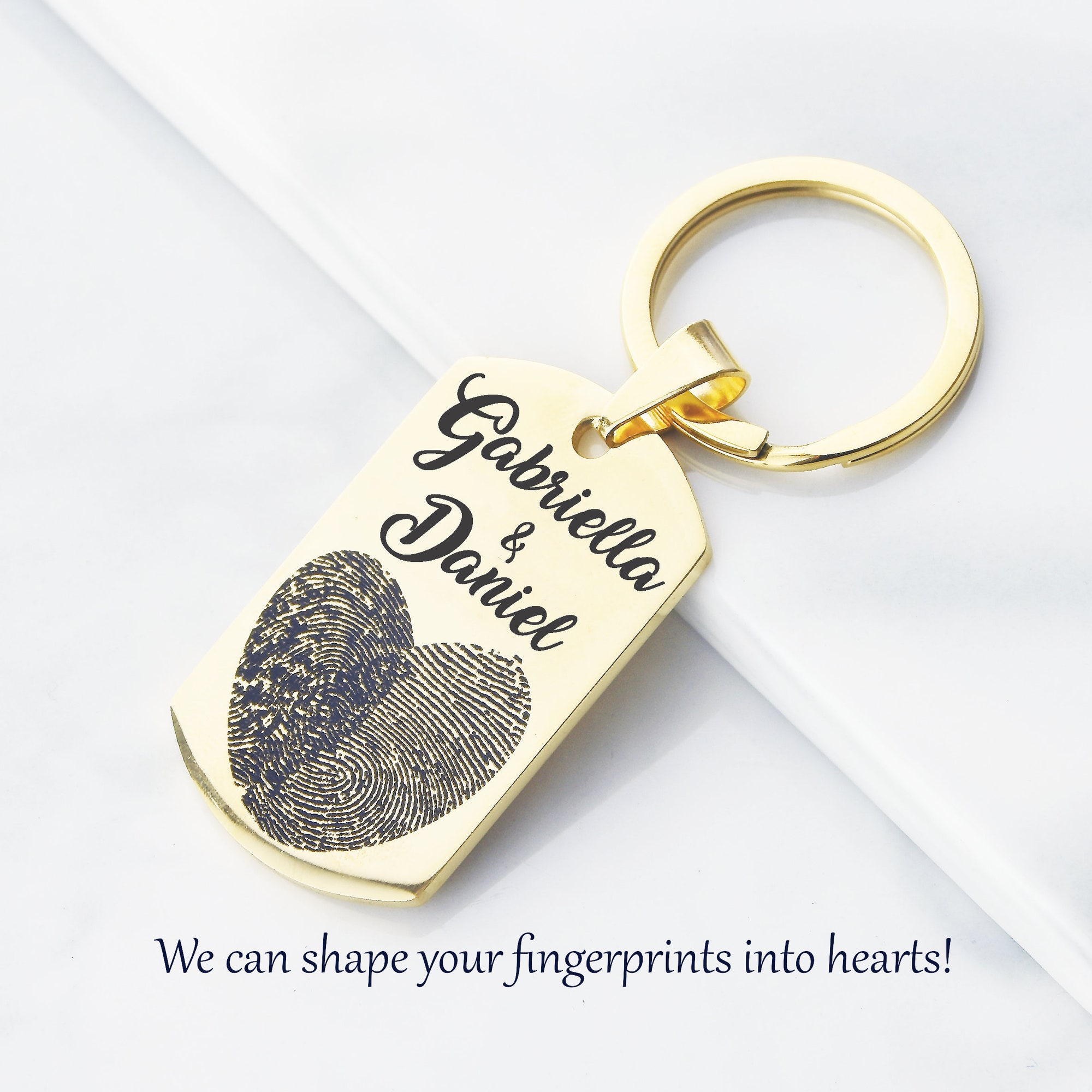 Christmas Gift Dad Actual Fingerprint Key Chain Hand Print Key Chain ...