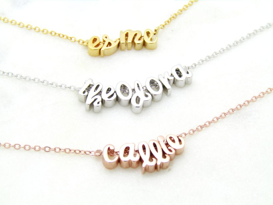 Children's Lowercase Cursive Script Name Necklace, Flower Girl Gift ...