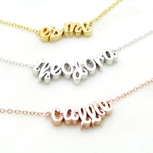 Children's Lowercase Cursive Script Name Necklace, Flower Girl Gift ...